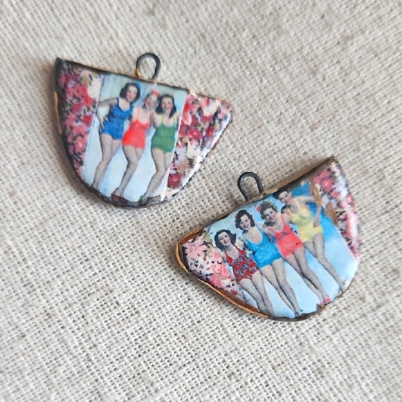 Artisan | Jewelry | Vintage Style 5s Girls In Bathing Suits Earring ...